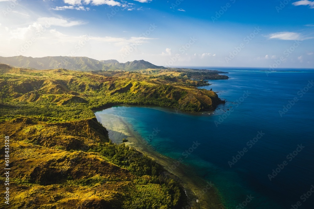 Stunning aerial view of a beach sunrise in Guam Stock Photo | Adobe Stock
