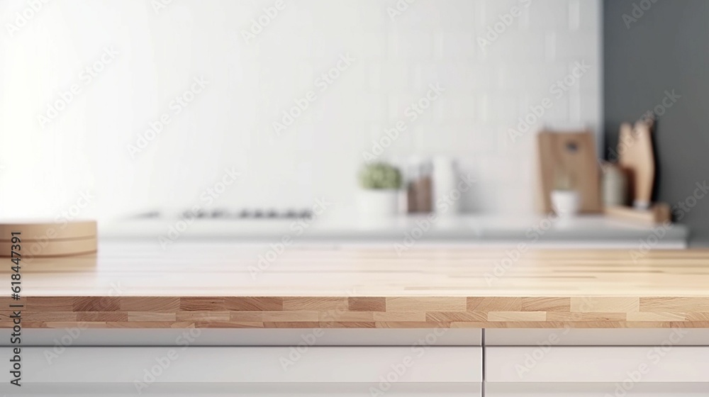 AI generated illustration of a bright and modern kitchen countertop ...