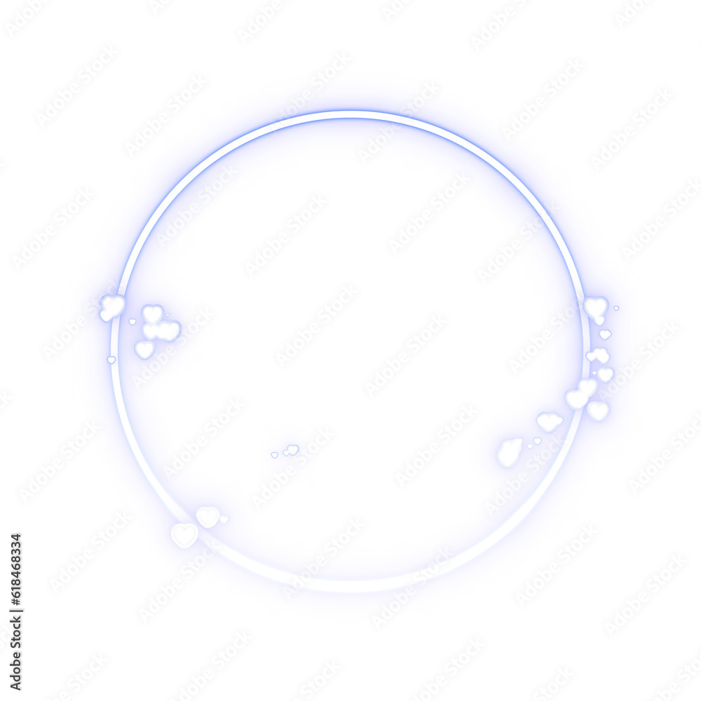 Pastel neon circle frame border with minimal hearts cute and beautiful ...