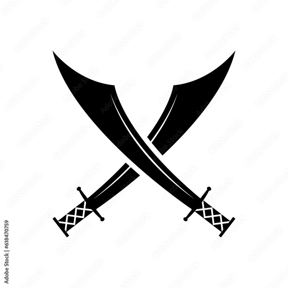 Black Sword on transparent background. Crossed Knight Sword Ancient ...