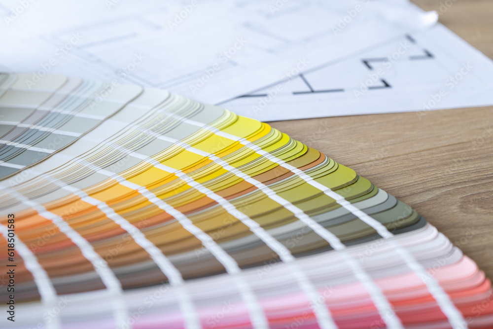 Foto de Stock Color scheme palette guide catalog with colour swatches ...