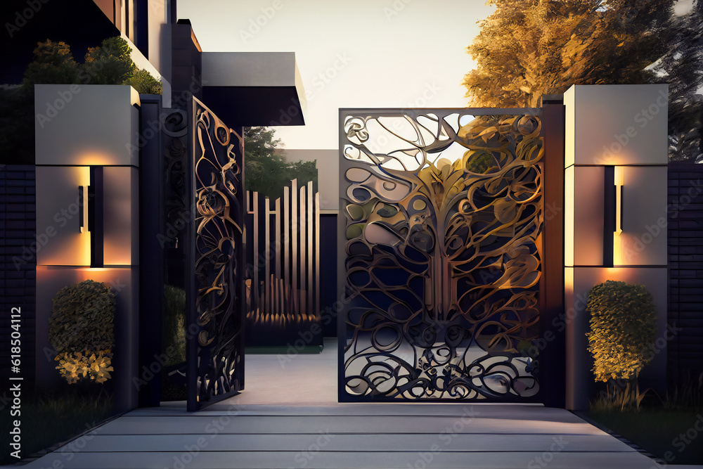 Stock-Illustration „Innovative Main Gate Design. Modern Entrance Portal ...