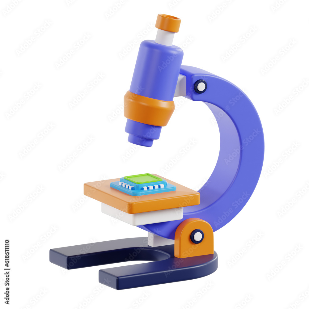 Microscope 3d icon. Realistic microscope. 3d chemistry, pharmaceutical ...