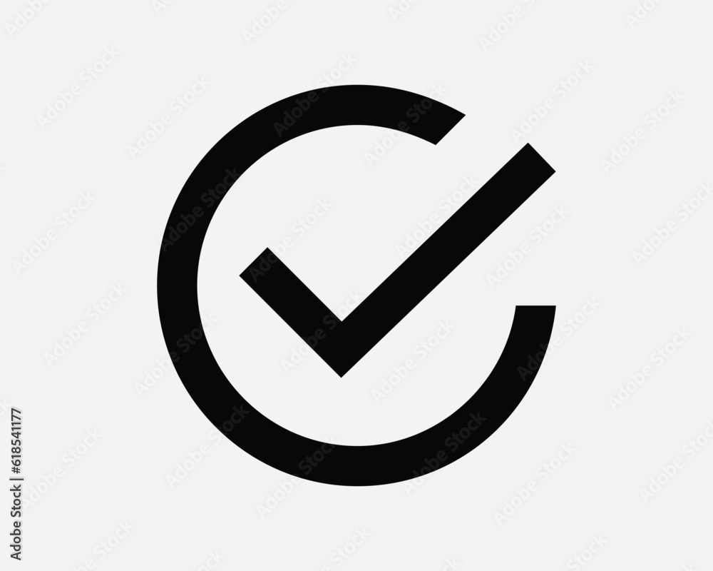 Round Check Mark Icon. Vote Tick Yes Selection Select Choice OK Approve ...
