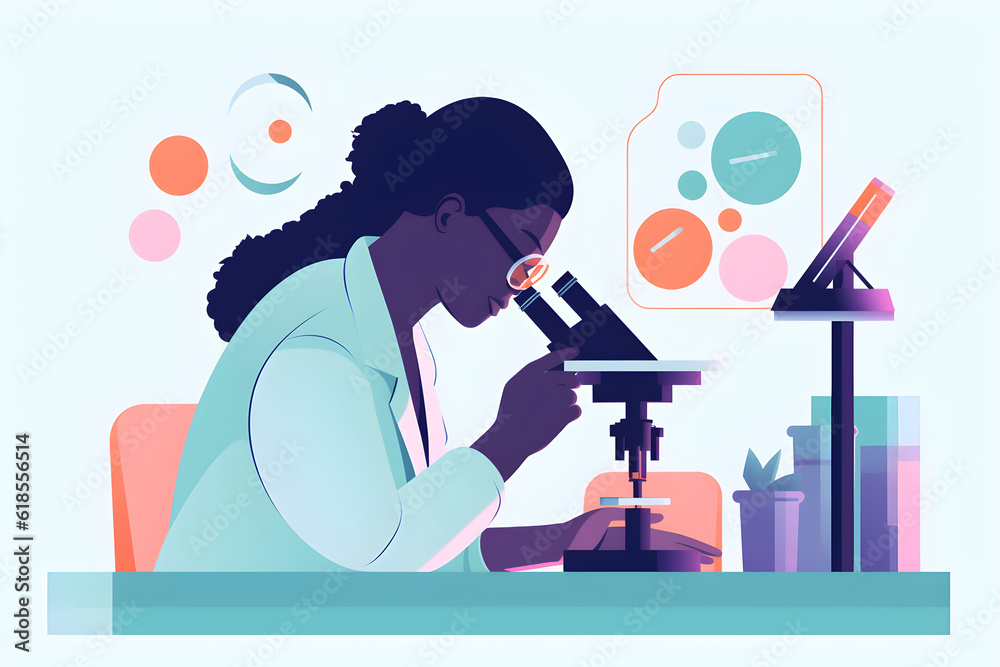 Flat vector illustration medical science laboratory portrait of ...