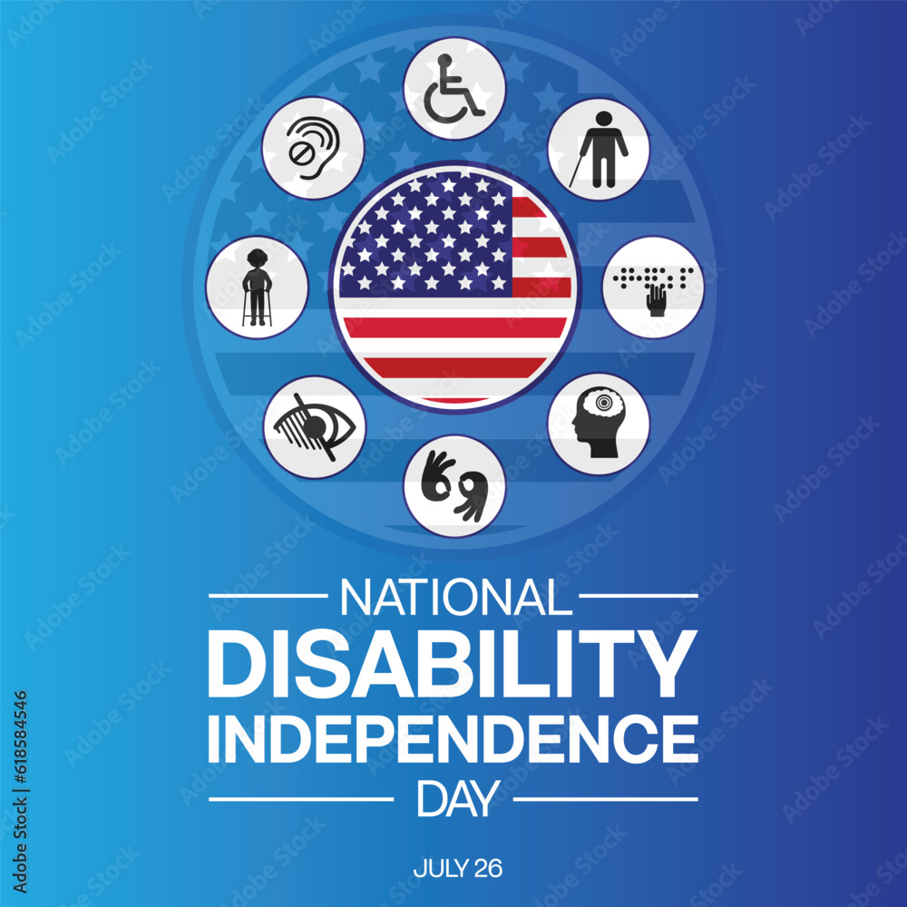 Vector de Stock National Disability Independence Day design with ...