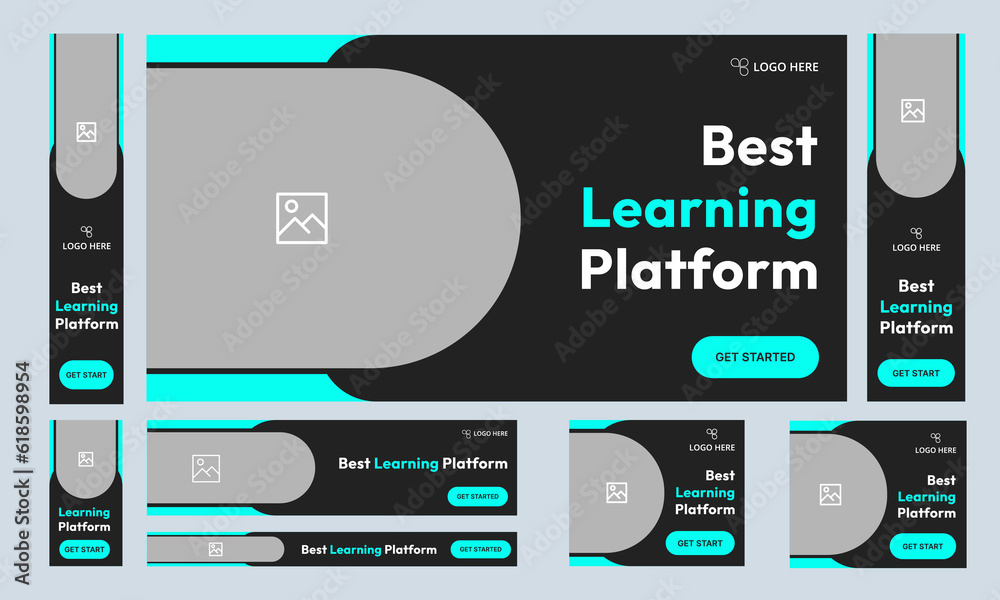Set of learning platform web banner template design for social media ...