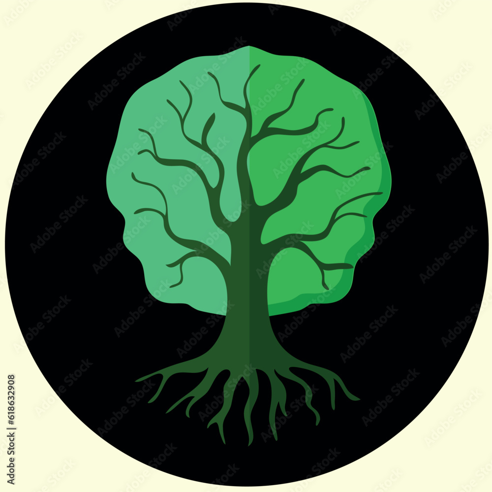 Tree of life with roots icon logotype clipart avatar isolated vector ...