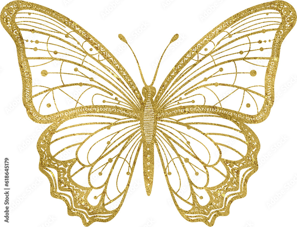 Gold Glitter Butterfly Drawing Stock Illustration | Adobe Stock