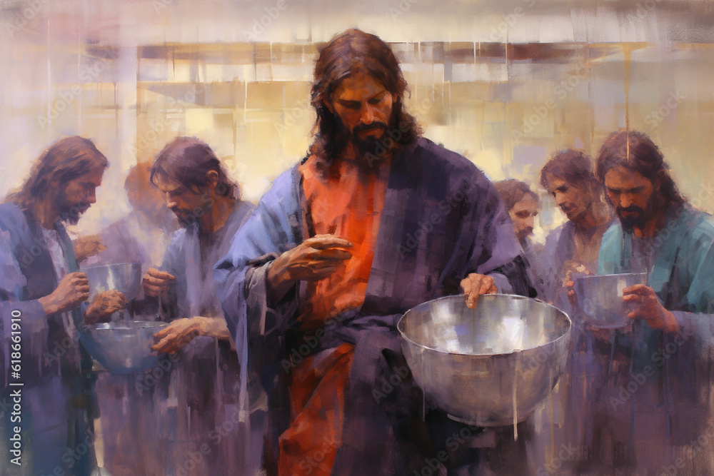 Jesus Christ turns water into wine. Religion Bible. History. During a ...