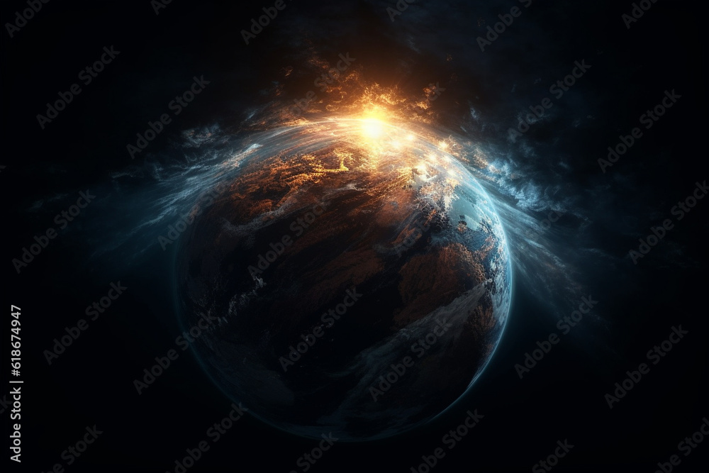 Apocalypse, fire and melting of planet earth. Global warming of the ...