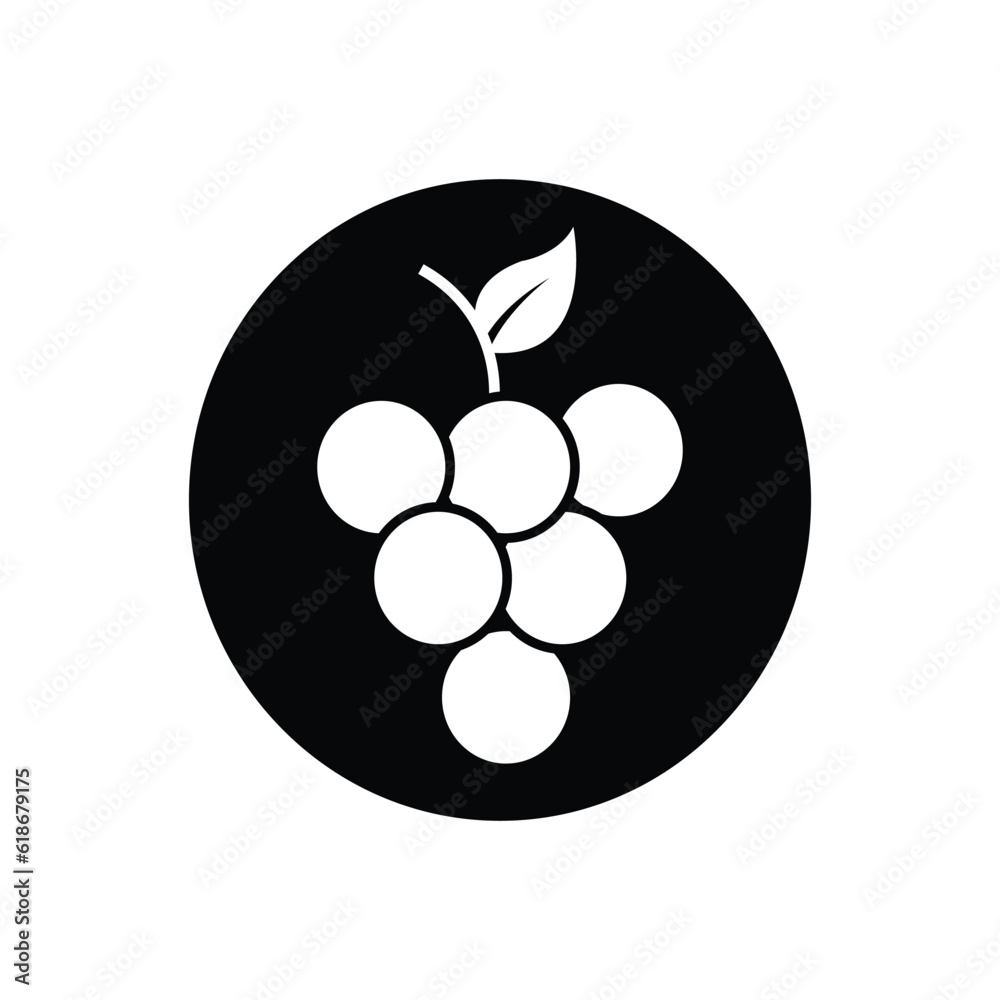 Ikon anggur. Grapevine dengan daun. Logo anggur. Piktogram buah ...