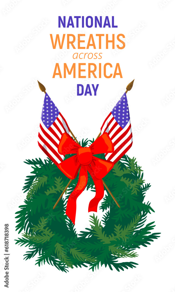 National Wreath across America Day. Information brochure with a wreath ...