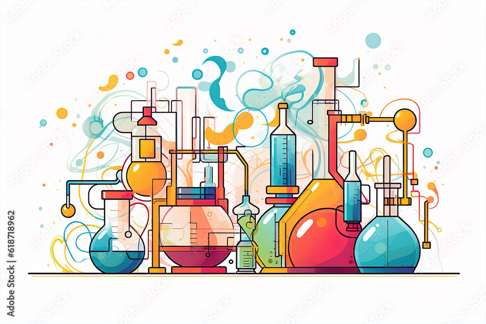 Chemistry lab and science equipment. Education and science illustration ...