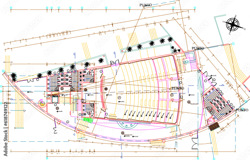 Vector sketch illustration of detailed architectural design of ...