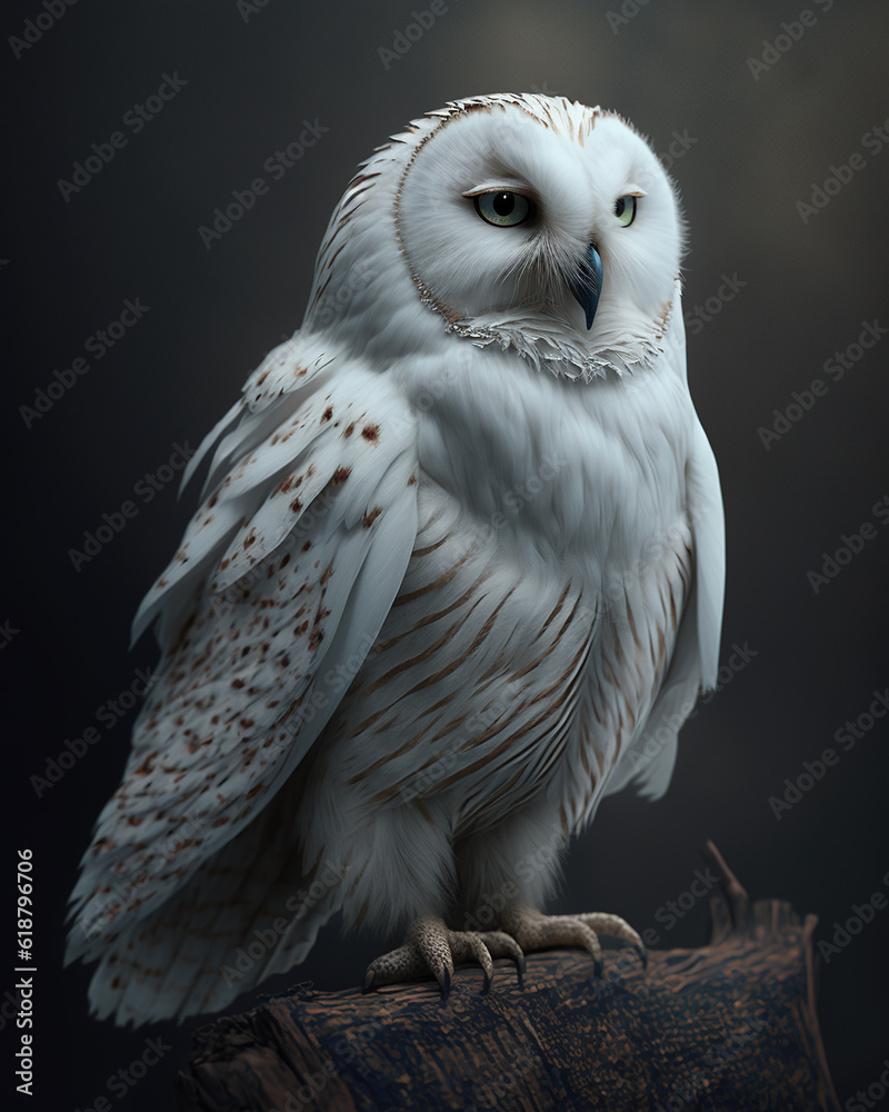 Snowy owl isolated plain background Stock Illustration | Adobe Stock