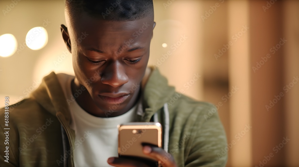 Front view portrait of a sad, depressed, crying African American man ...