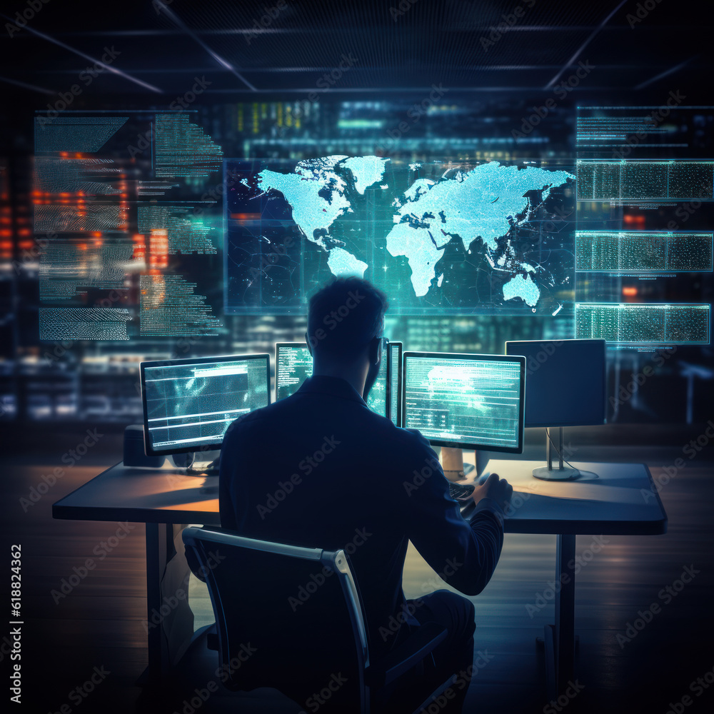 Cutting-edge Vision: Tech Guru in Futuristic Data Center Utilizing ...