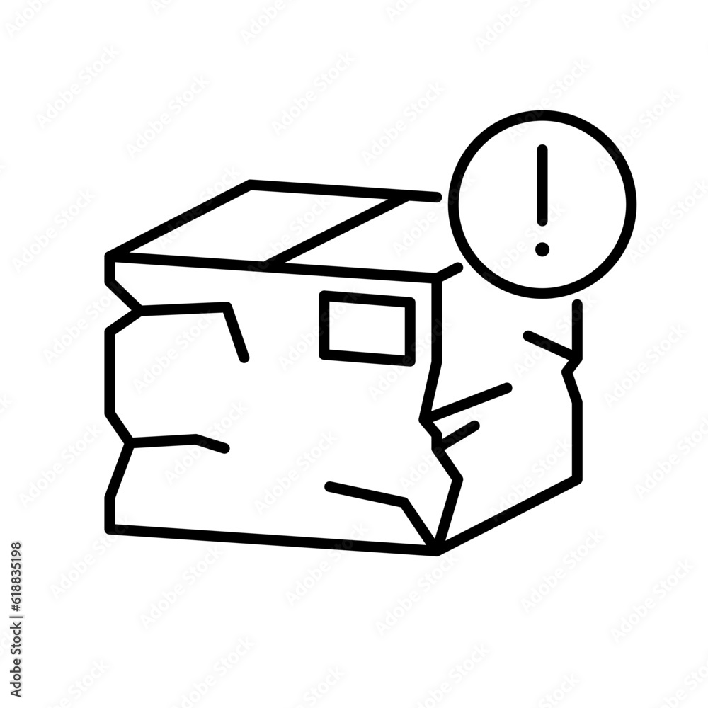 Linear damaged package box icon. Broken cardboard box. Delivery concept ...