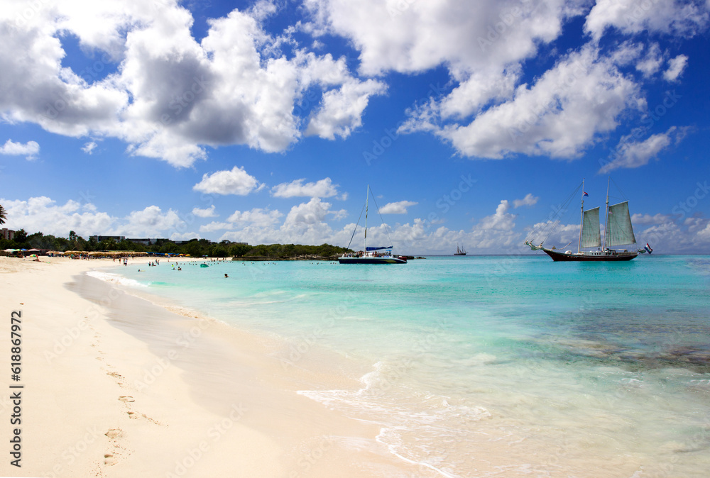 Mullet bay beach in St. Maarten, Netherlands Stock Photo | Adobe Stock