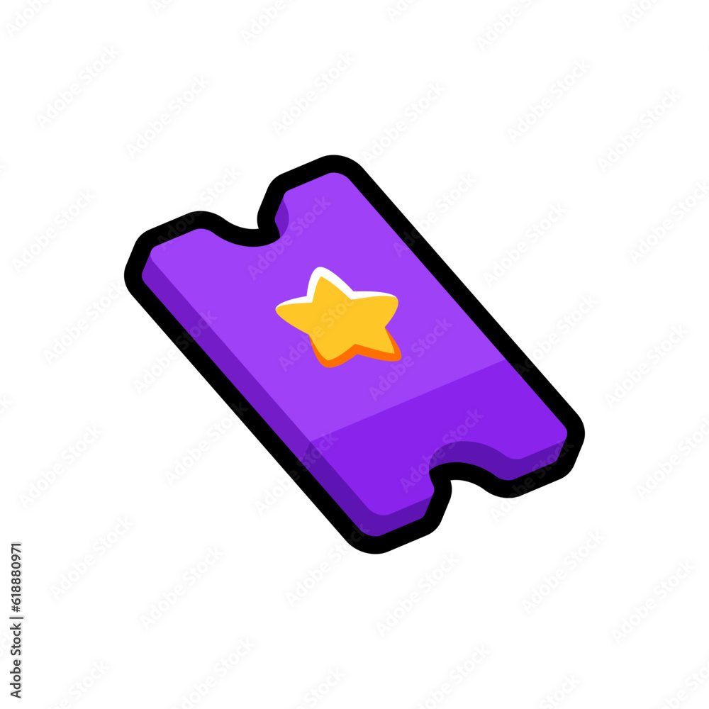 Isolated flat 3d ticket icon for game, interface, sticker, app. The ...