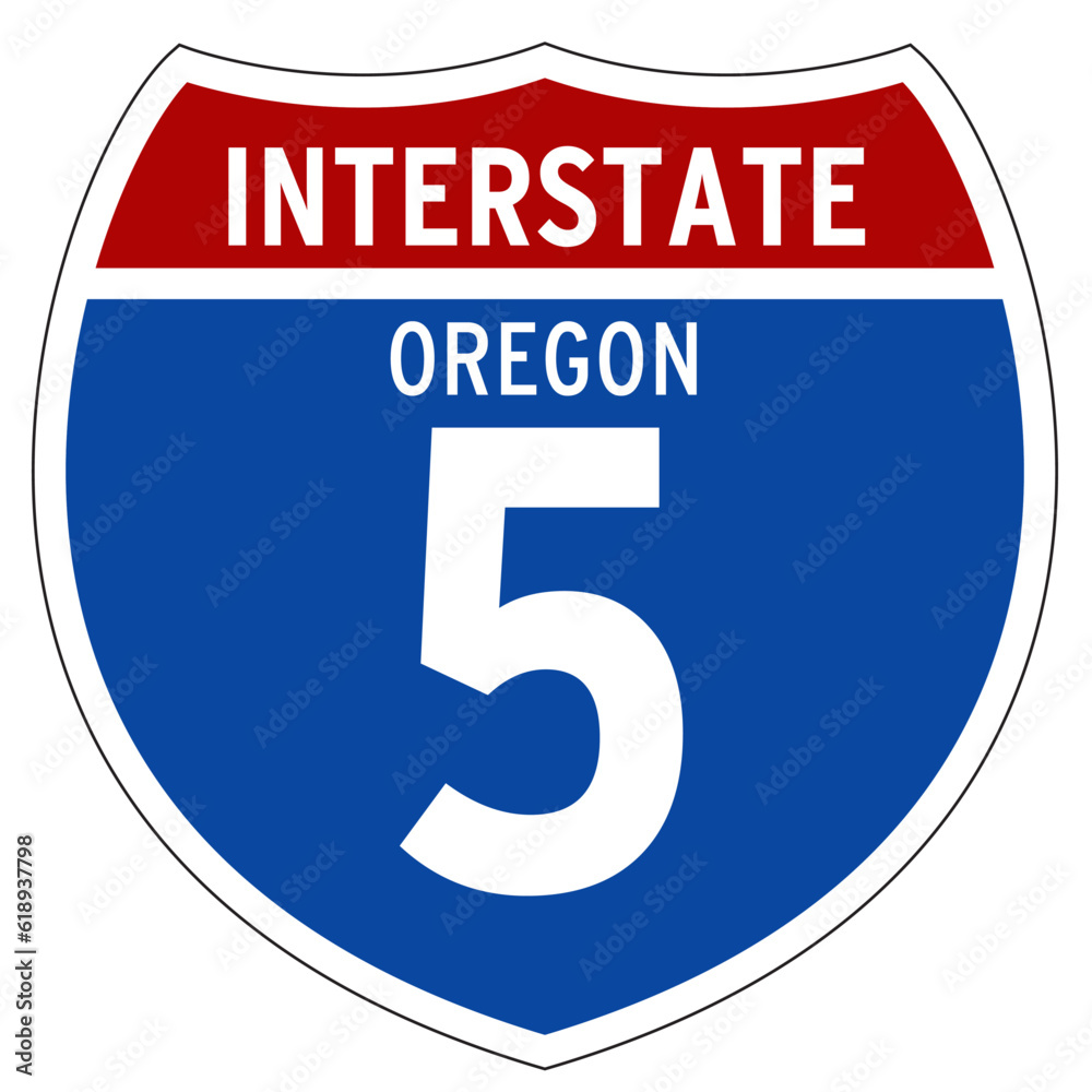 Oregon Interstate 5 Sign, I-5, Isolated Road Sign vector, Oregon, US ...