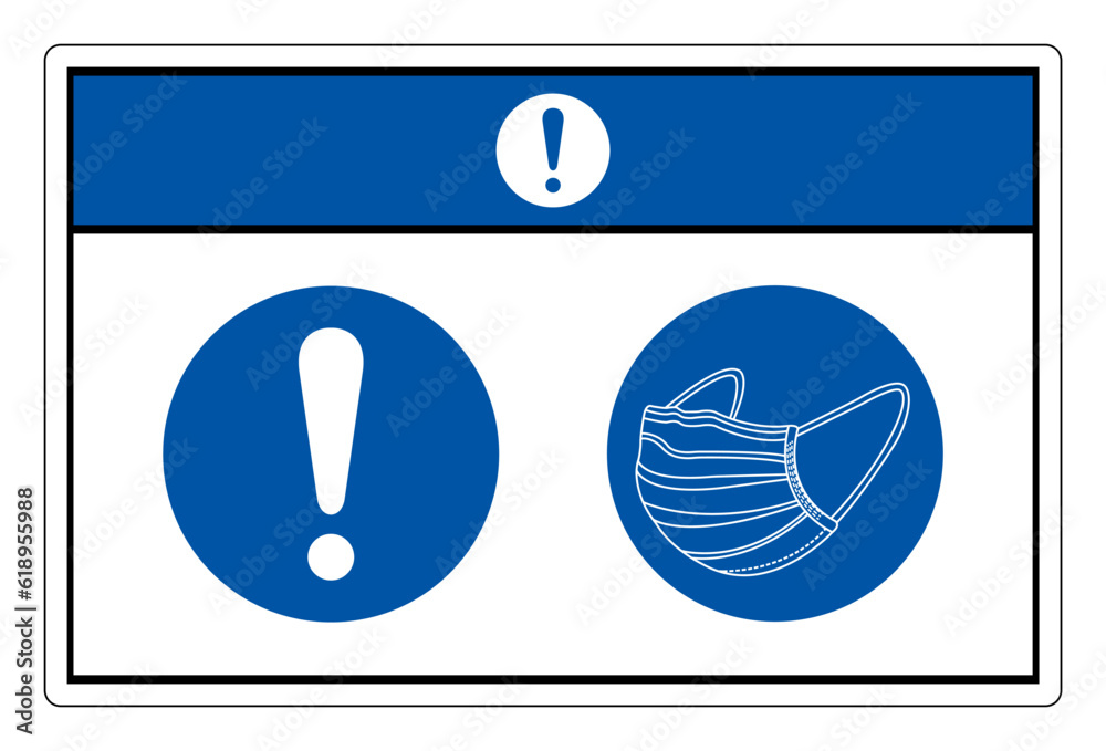 Notice Wear Face Mask Symbol Sign, Vector Illustration, Isolate On ...