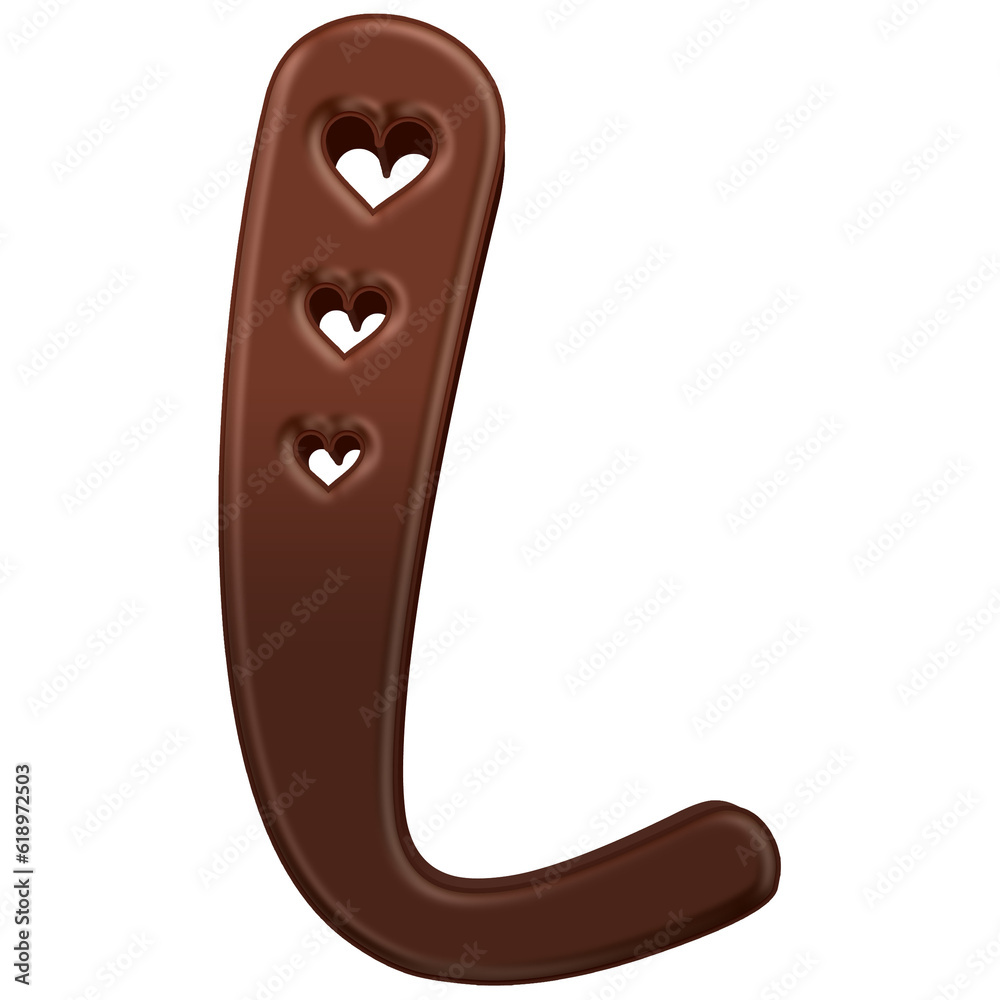 Chocolate candy alphabet letter L, isolated on transparent background ...