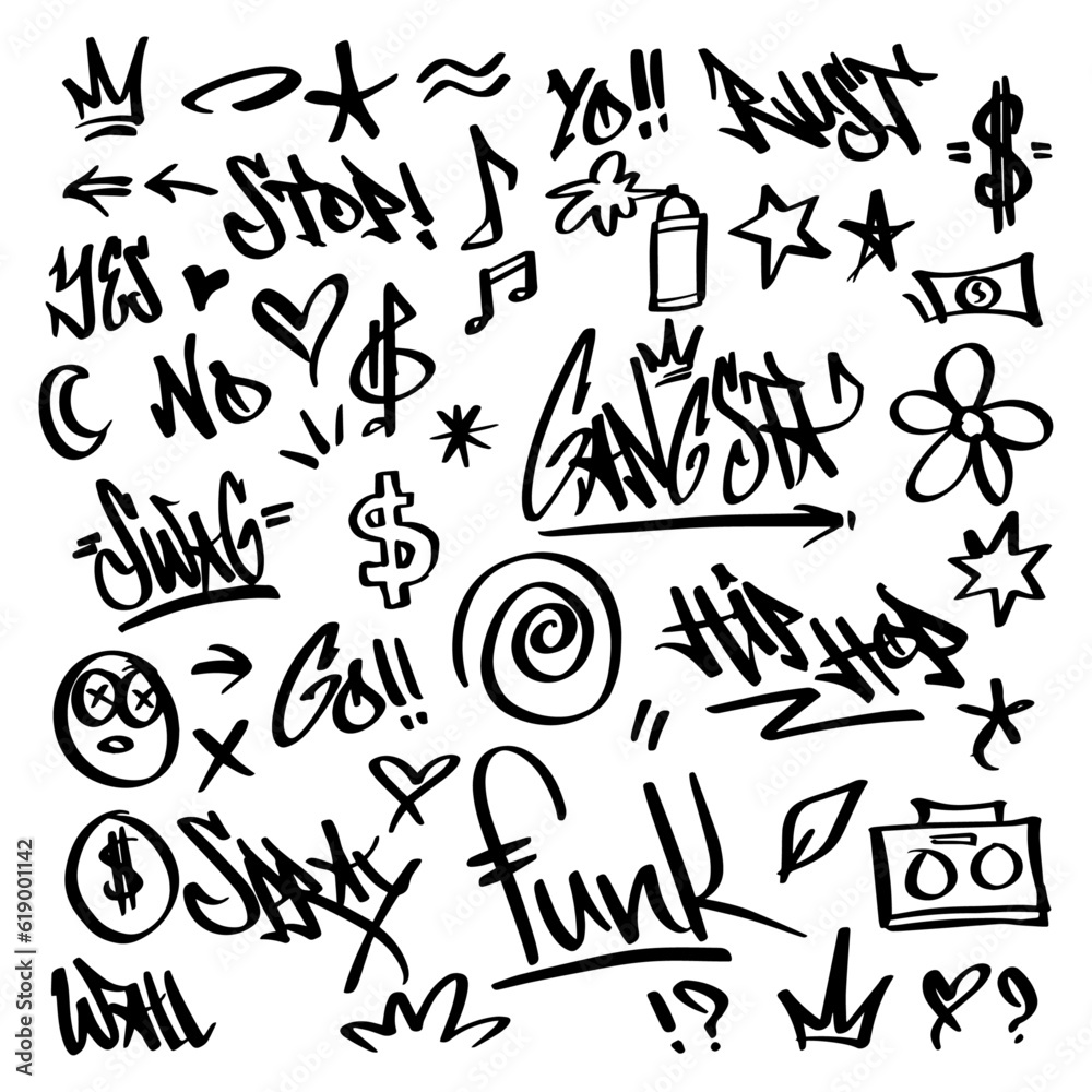 hand drawn doodle asset graffiti Stock Vector | Adobe Stock