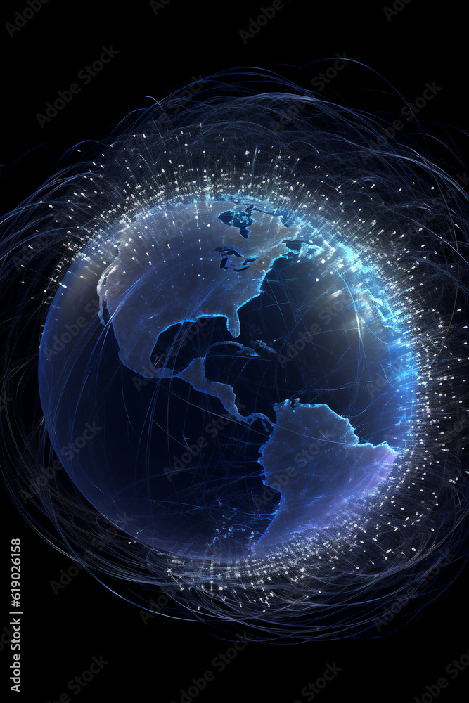 Illustration Stock Global communication big data being transmitted ...