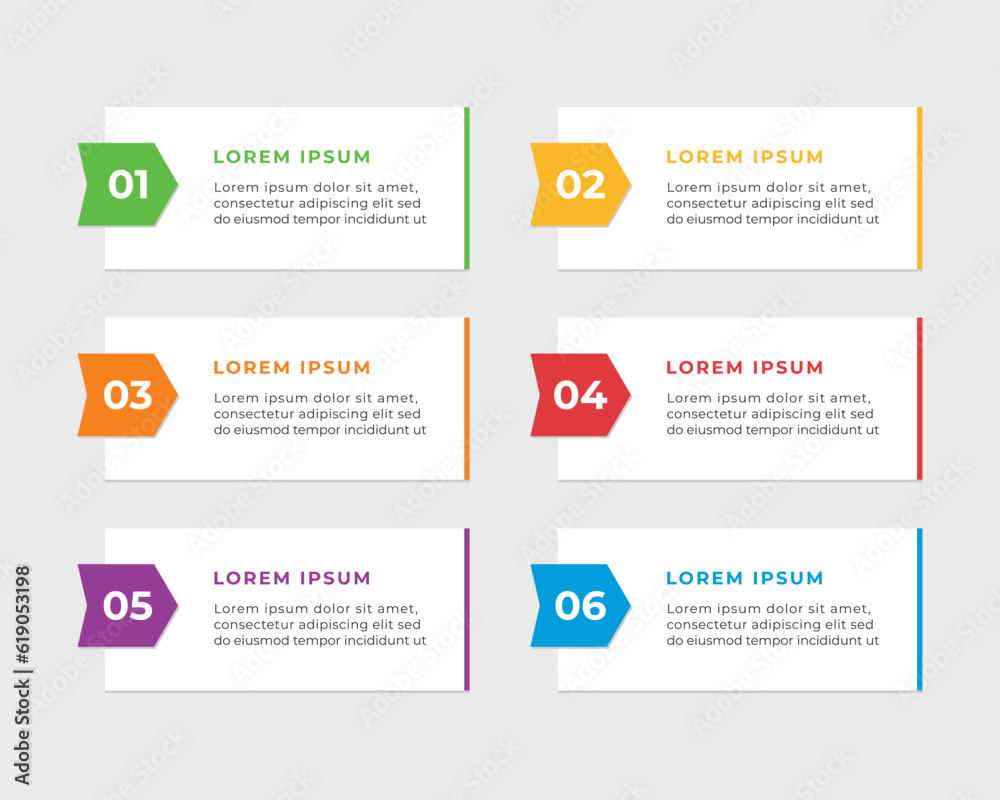 Timeline infographic design. Colourful infographic steps with text ...