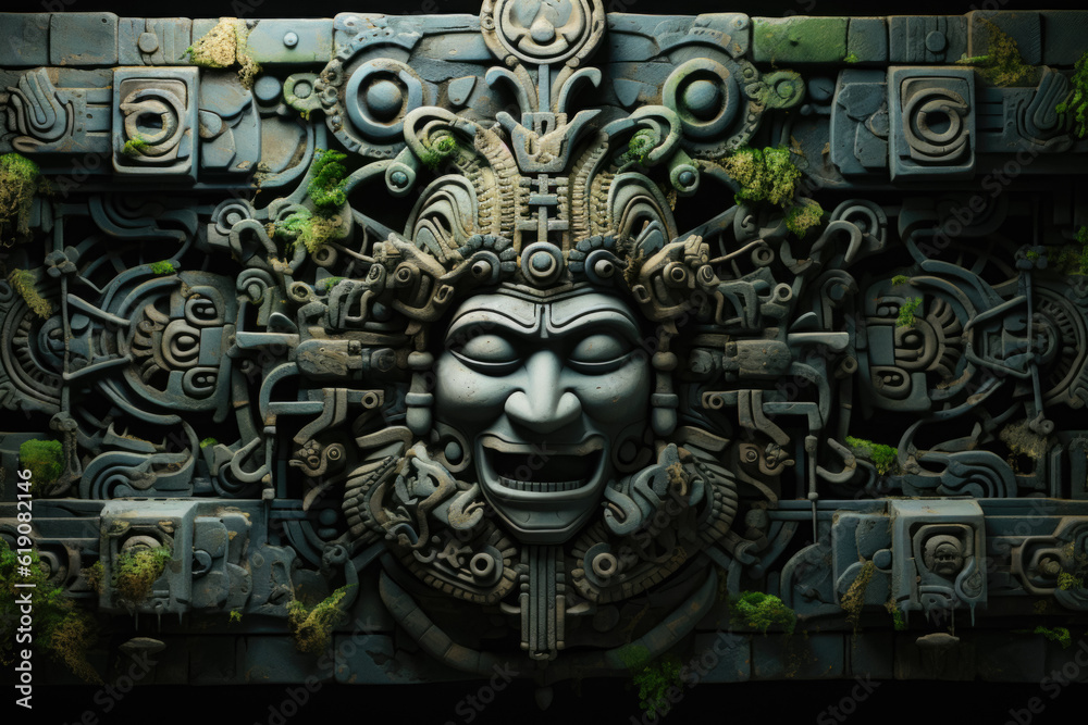 Stone Ancient Ritual Wall Mural Maya Tribe For Wallpaper And Design ...