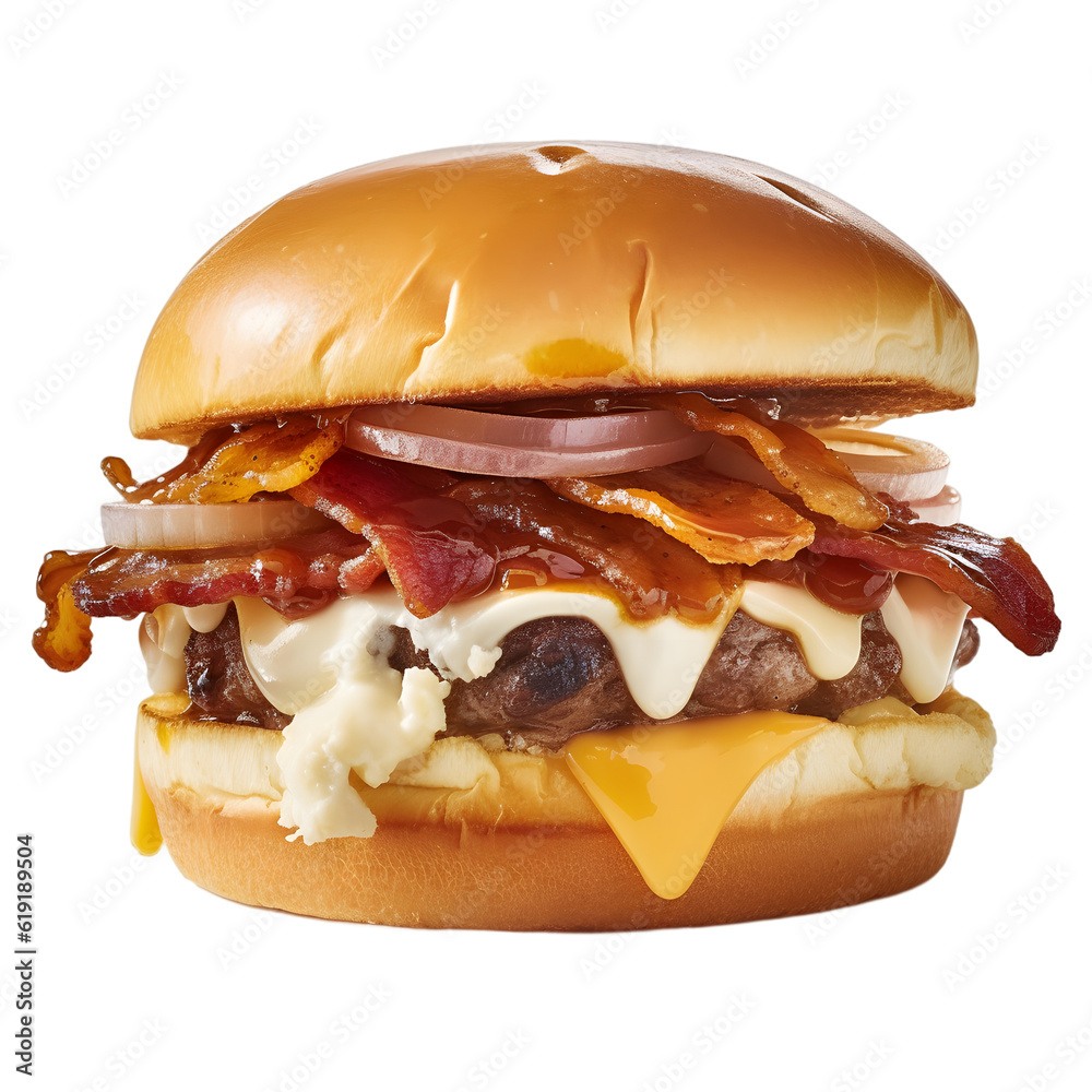 Ultimate bacon cheeseburger isolated on transparent background, png ...