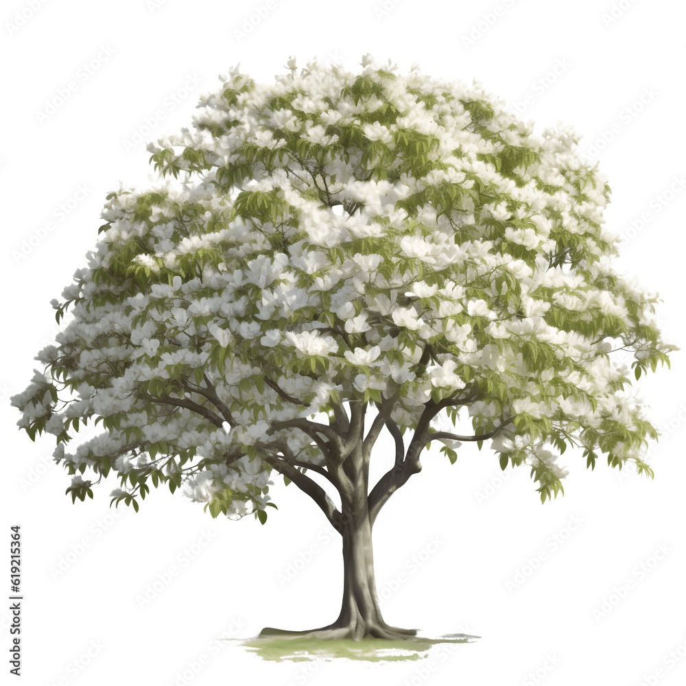 Southern Magnolia Tree, detailed front view of tree on transparent ...