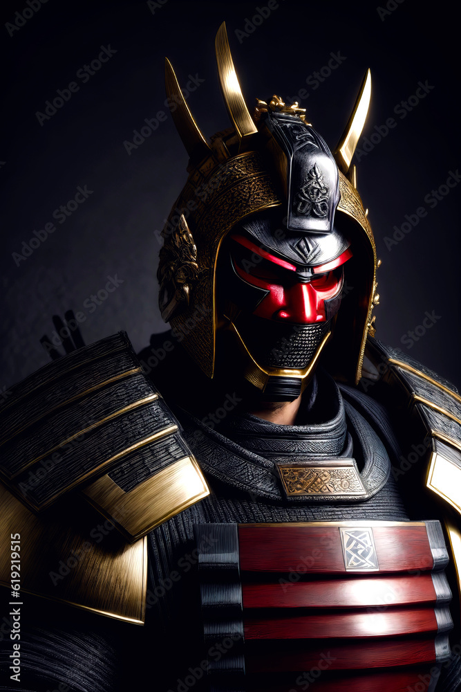 Japanese samurai in military armor, in traditional samurai clothing ...
