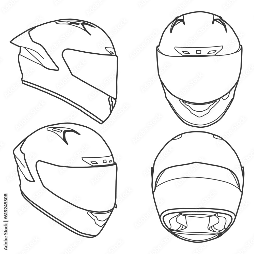 Template vector racing helmet full face line art, suitable for your ...