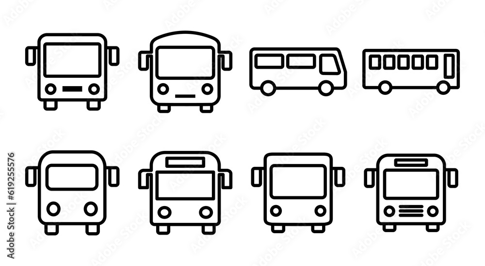 Bus icon set illustration. bus sign and symbol. transport symbol Stock ...