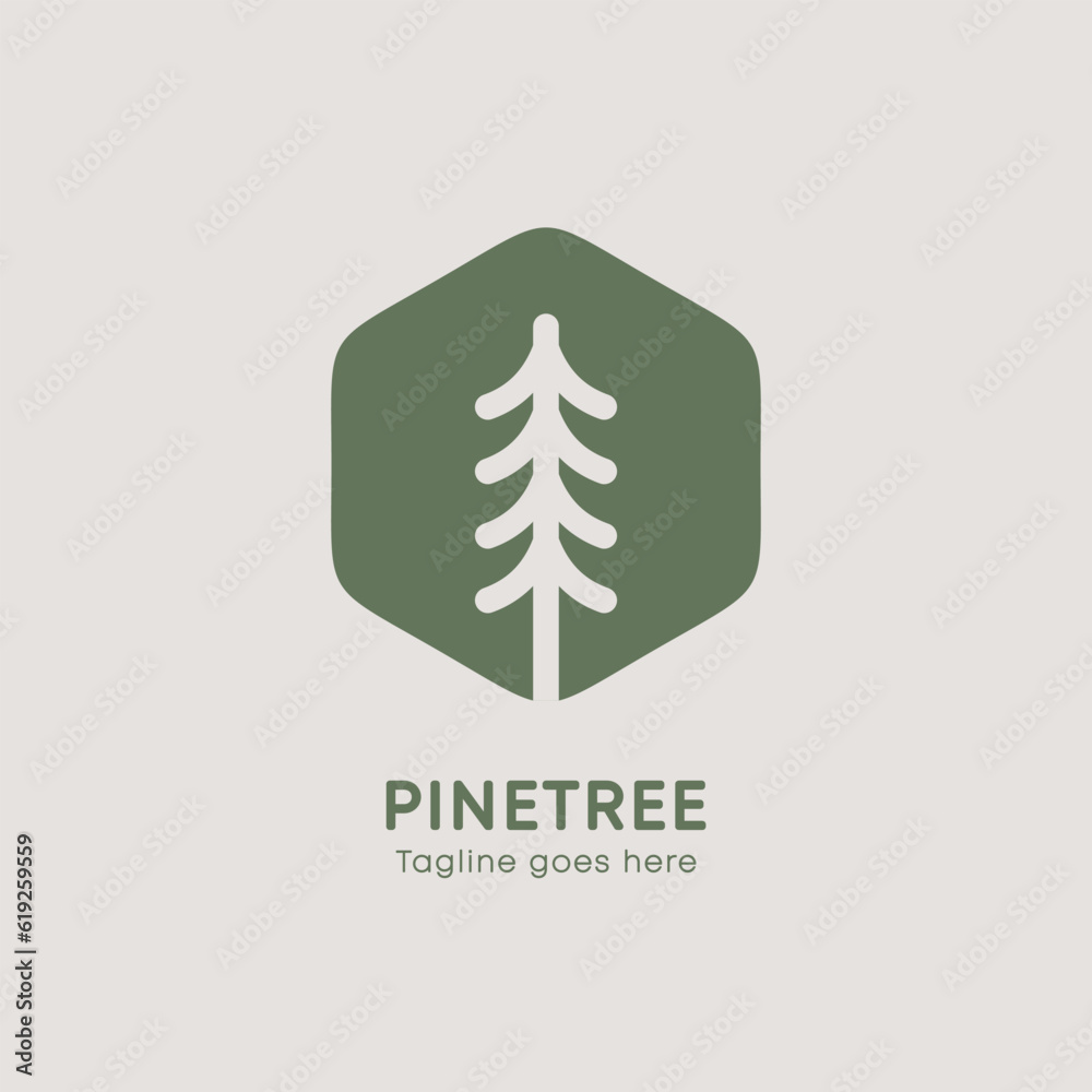 pine tree logo illutration line art Stock Vector | Adobe Stock