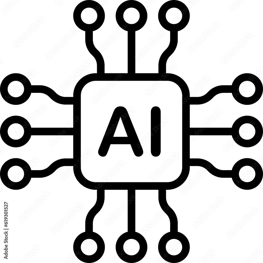 Artificial intelligence AI processor chip icon symbol for graphic ...