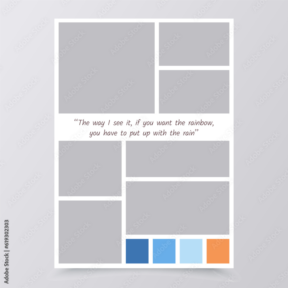 Moodboard template. Photo collage layout. Mosaic pictures album grid ...