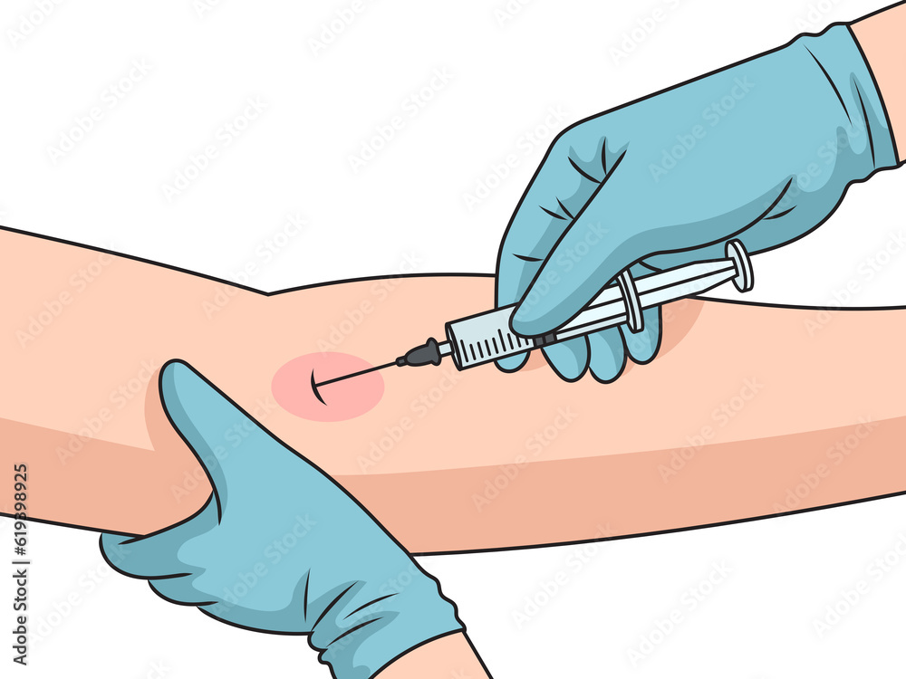 Injection of medicine with syringe in hand intravenous injection ...