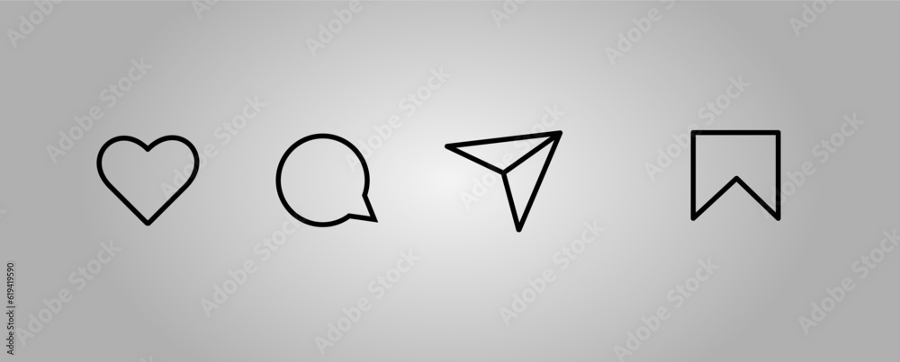 Heart, comment, send, bookmark icons for ui interface. Design for ...