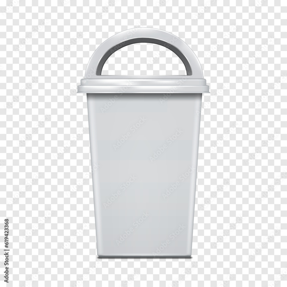 Dome lid dustbin vector mockup. Blank white dome shaped dust bin on ...