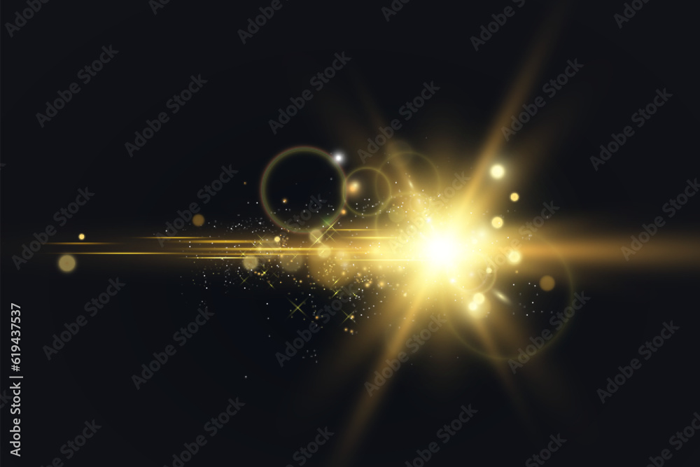 Special lens flash, light effect. The flash flashes rays and ...