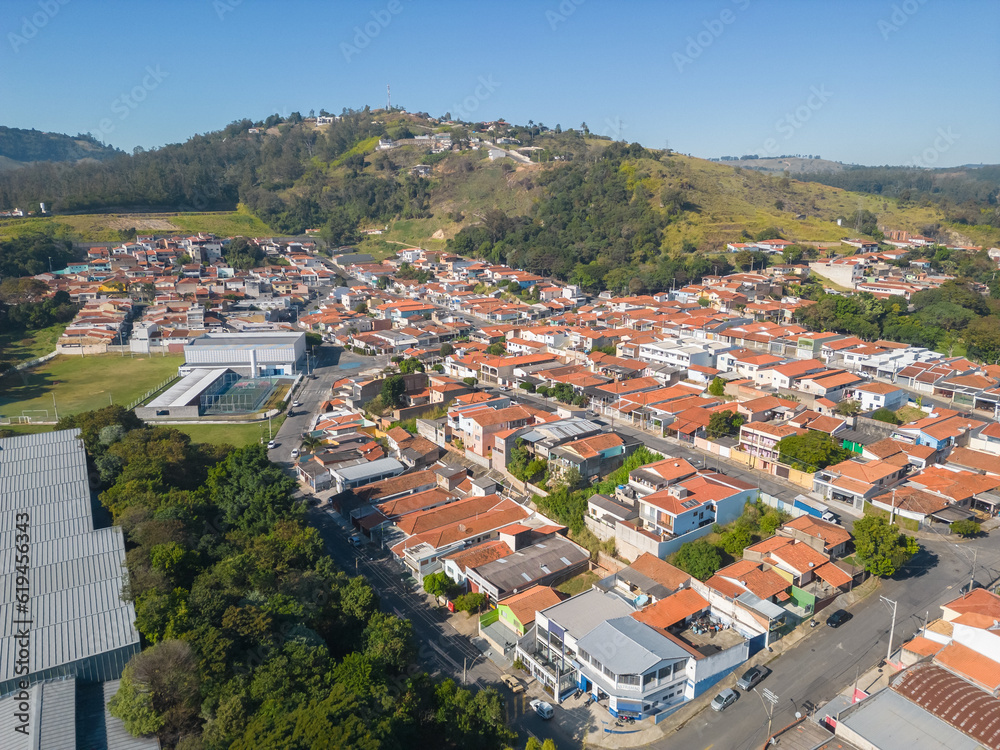 Aerial view of the city Amparo located in the interior of São Paulo ...