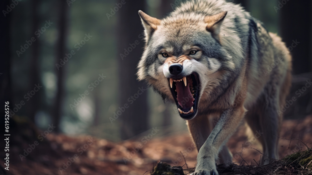 angry scary wolf showing teeth 스톡 일러스트레이션 | Adobe Stock