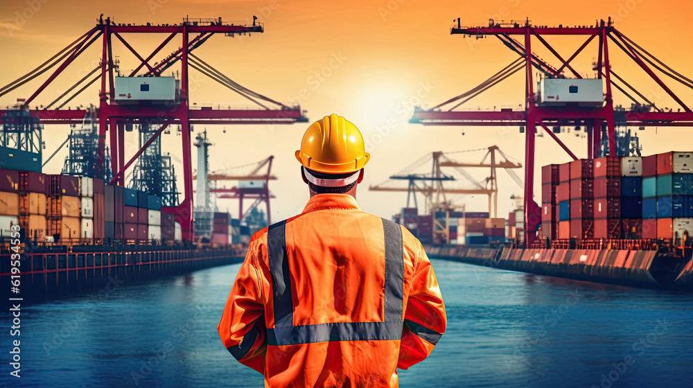 The engineer at an oil rig construction site is a highly skilled ...