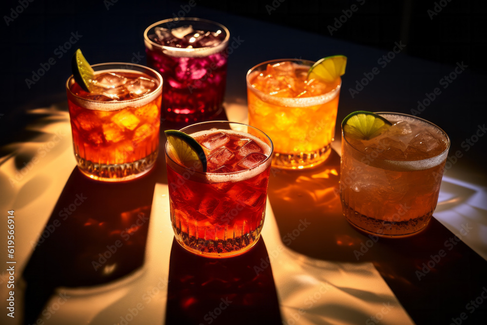 Beautiful mexican margarita cocktails, sitting on a marble bar top ...