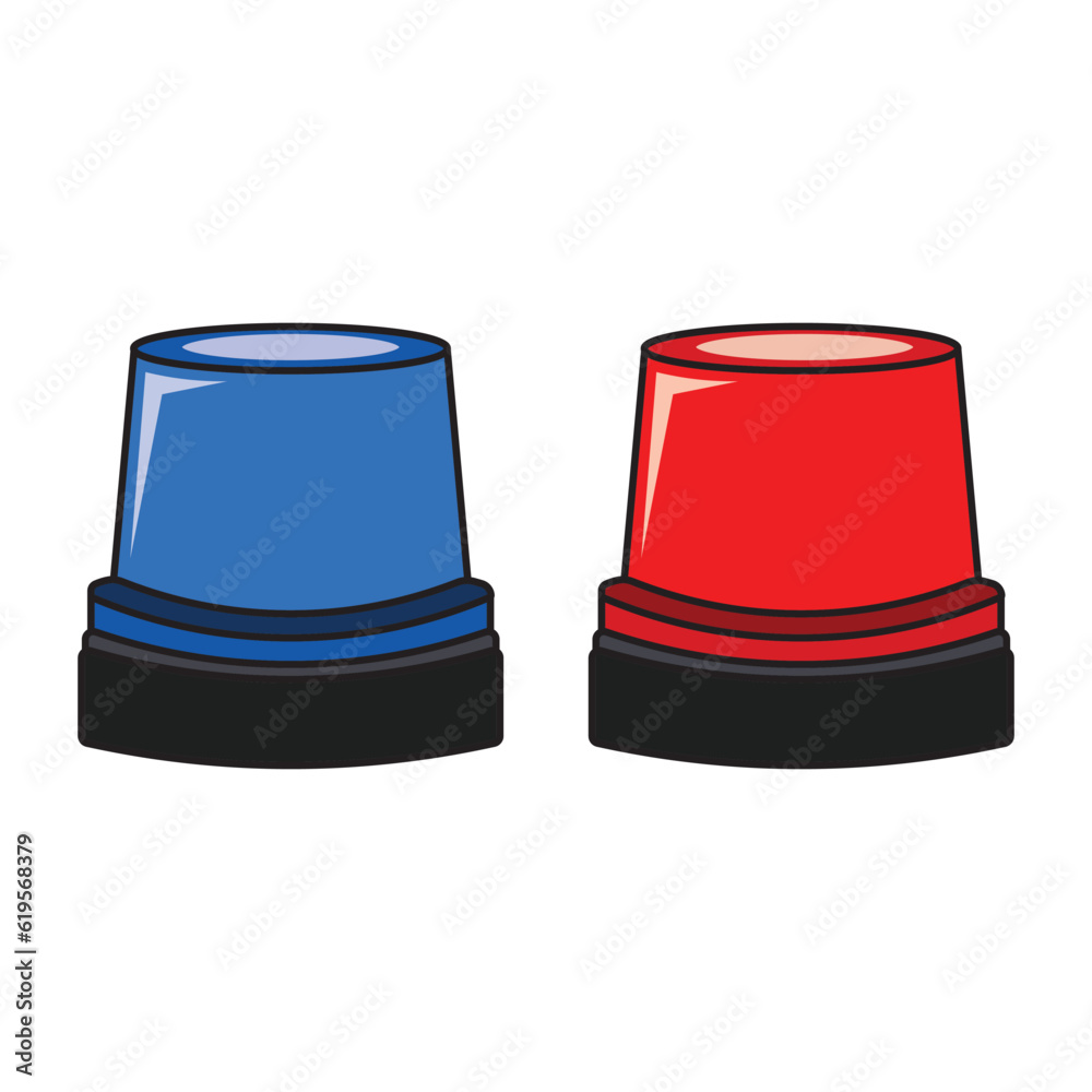 kids drawing Vector illustration Police flasher, siren vector set. Red ...