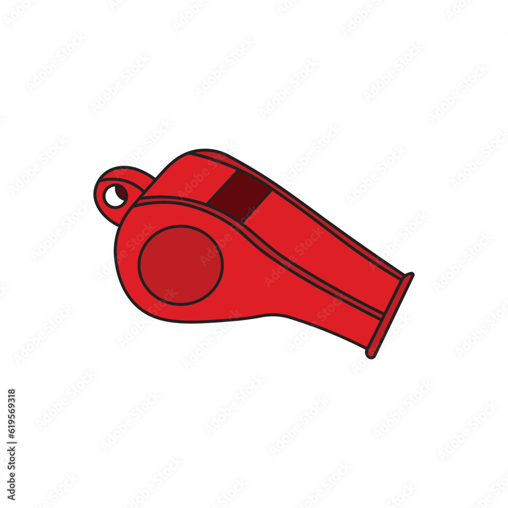 kids drawing Vector illustration red whistle flat cartoon isolated ...